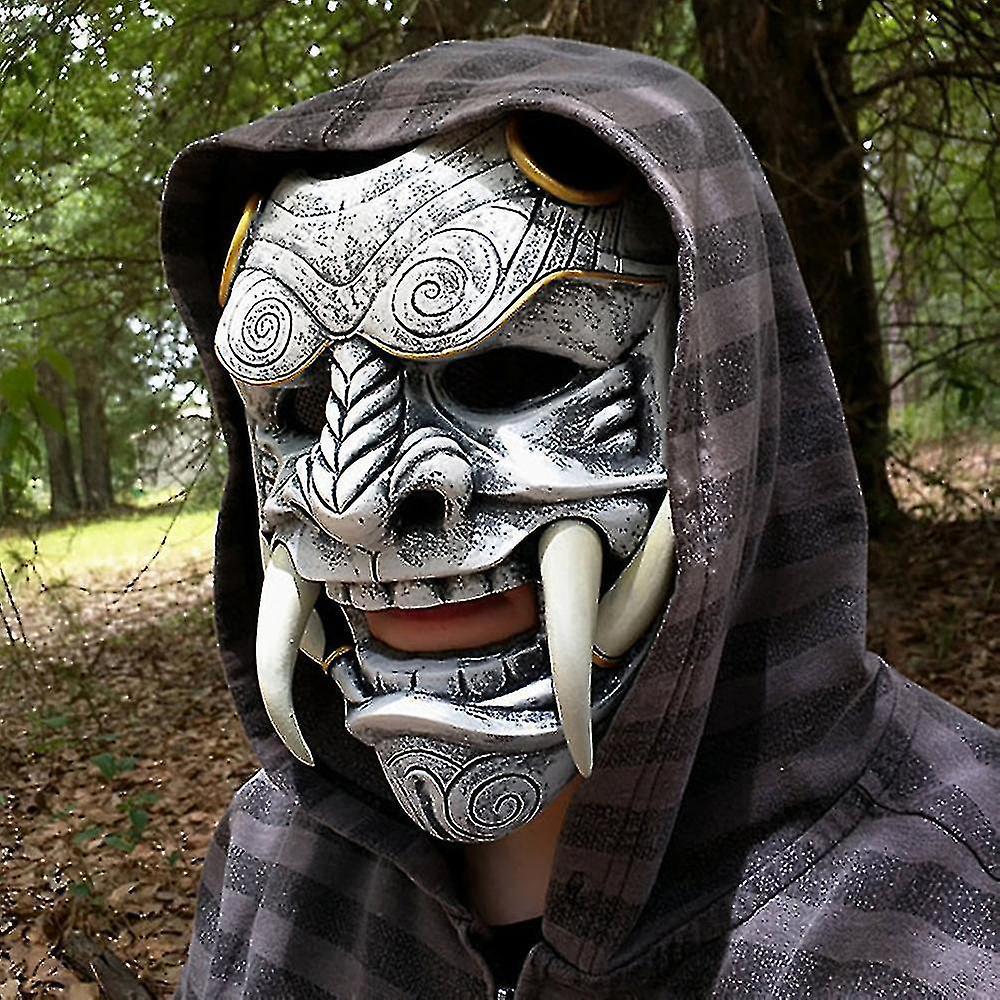 Hannya Demon Mask Japanese Oni Samurai Noh Kabuki Red Prajna Latex ...
