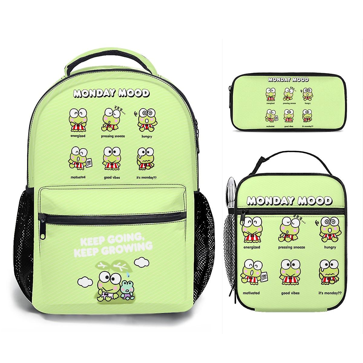 Keroppi 3D Backpack with Lunch Box Pencil Case, Cute Daypack Bags ...