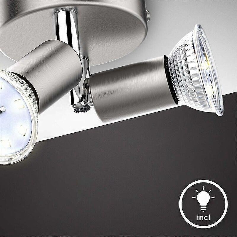 LED ceiling light, 2 pivoting spotlights, with GU10 3W 250lm LED bulbs ...