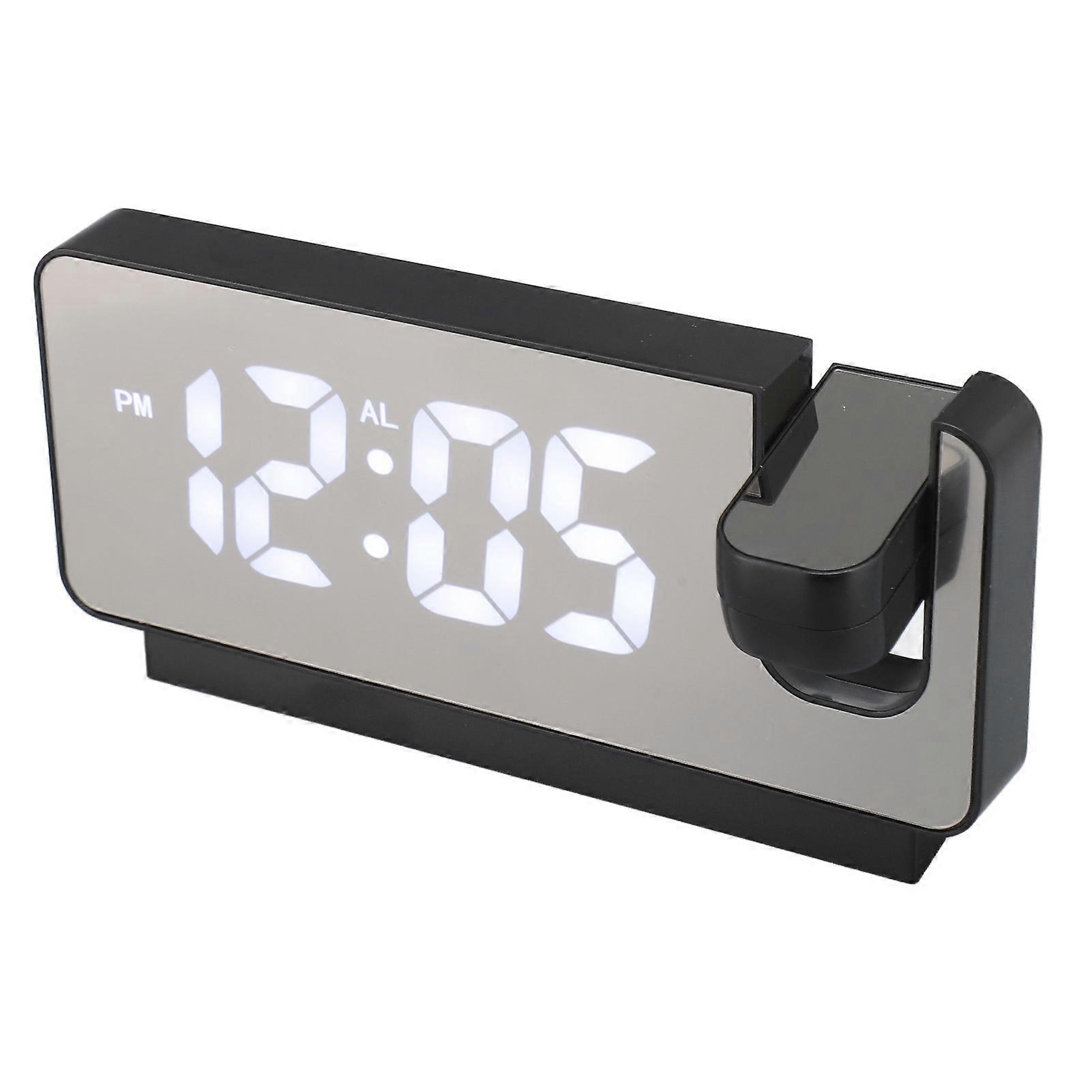Projection Alarm Clock USB Rechargeable White Light Snooze Function ...