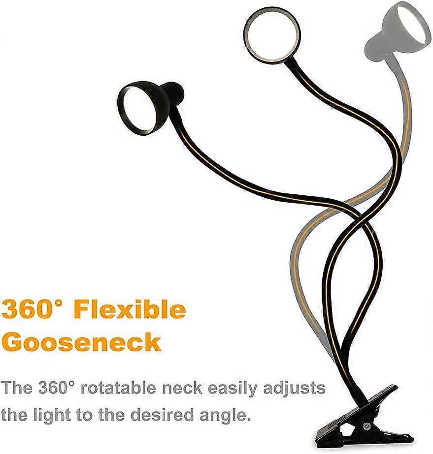 Clip on Light Reading Light 3 Colors 3000-6500K 10 Brightness Levels ...