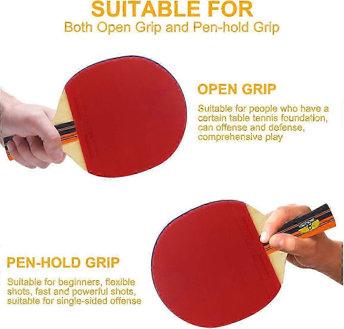 Table Tennis Bats Professional Ping Pong Racket Paddle Set with 2 Bats ...