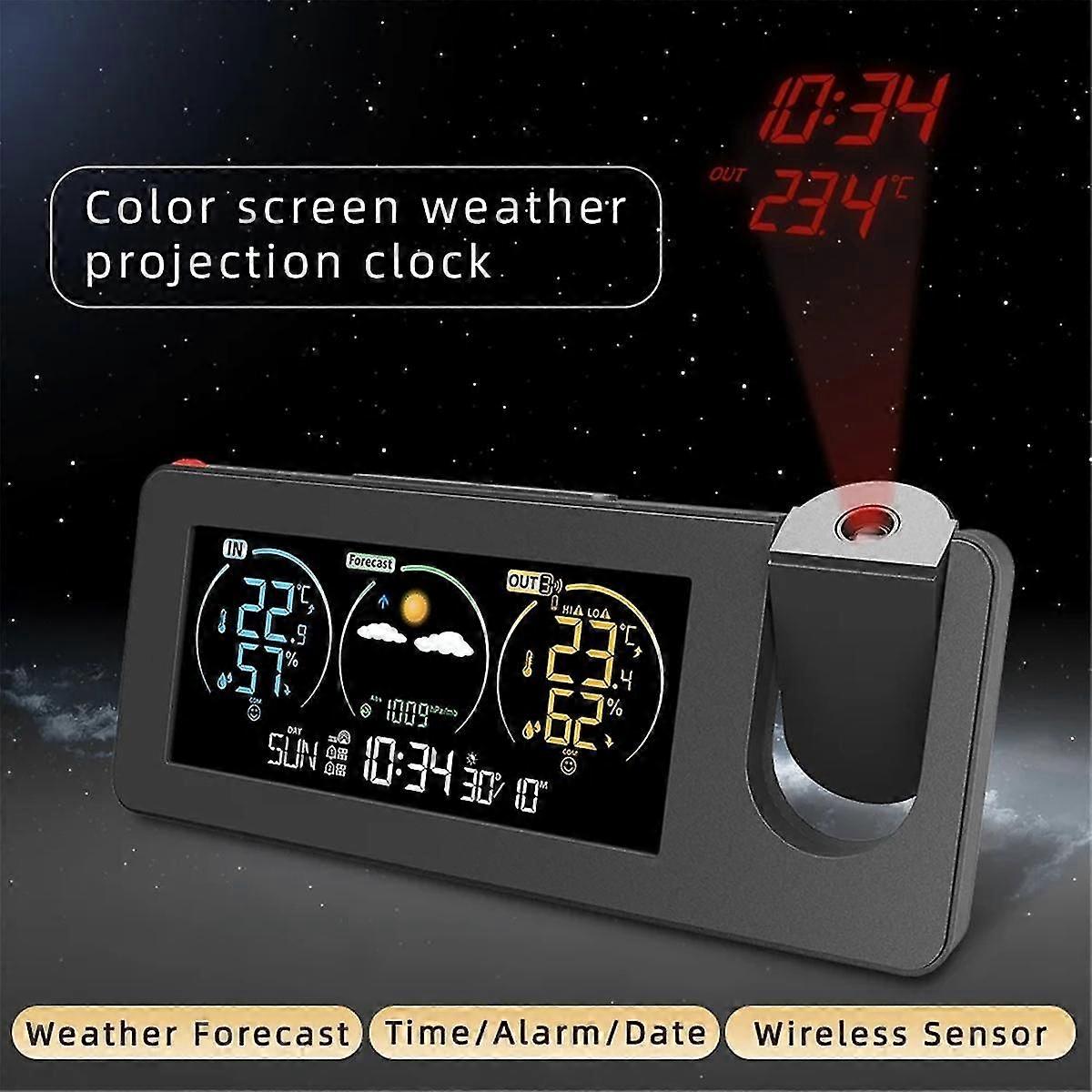 ZX3538 New Electronic Projection Clock Weather Station Weather Forecast Temperature and Humidity ...