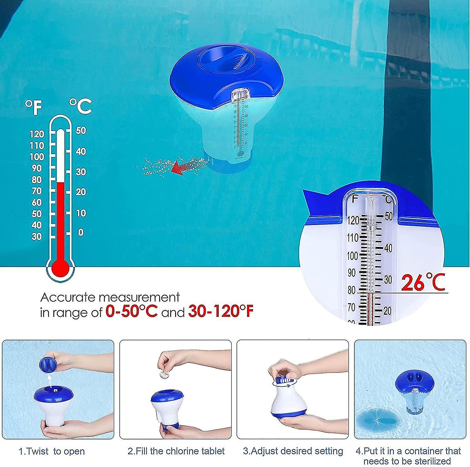 Pool Chlorine Diffuser With Thermometer, Floating Chlorine Pool Diffus ...