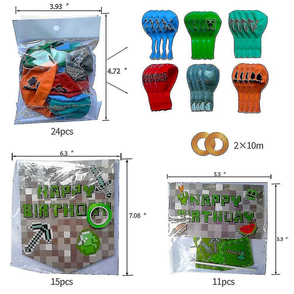 Best,minecraft Game Theme Balloons Banner Cake Topper Ribbon Set ...