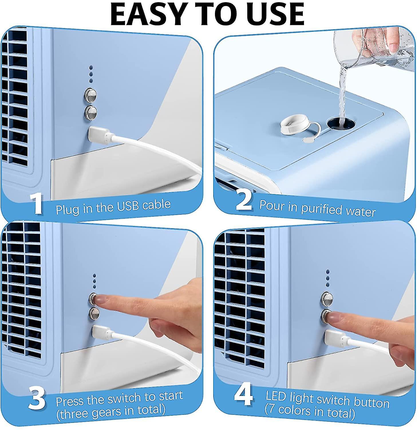 Portable Air Conditioner, Small Personal Air Cooler 3 In 1 Air ...