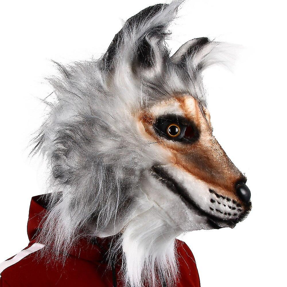 Realistic Wolf Mask Halloween Party Costume Cosplay Plush Beast Suit ...