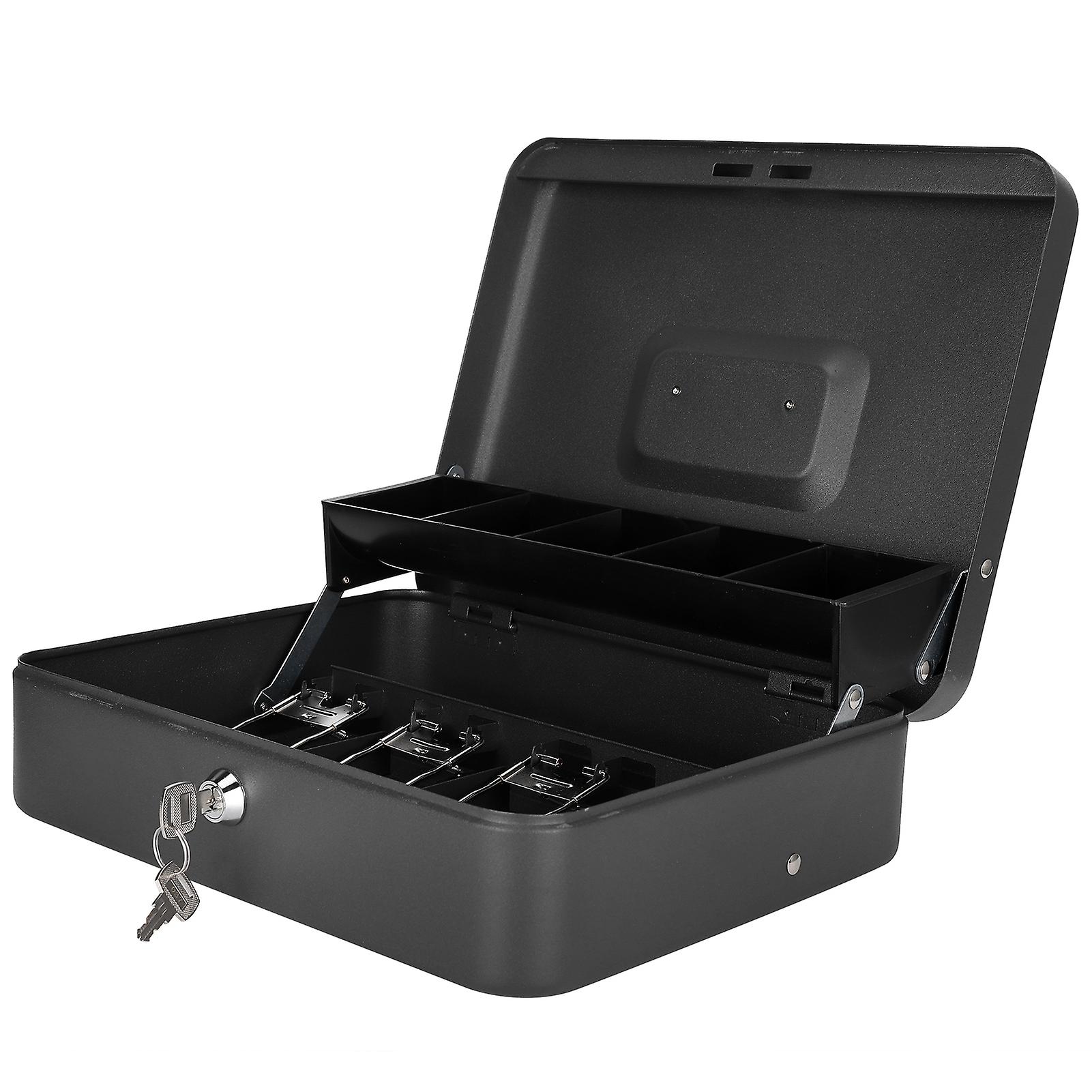 Portable Security Lockable Cash Box Tiered Tray Money Drawer Safe ...