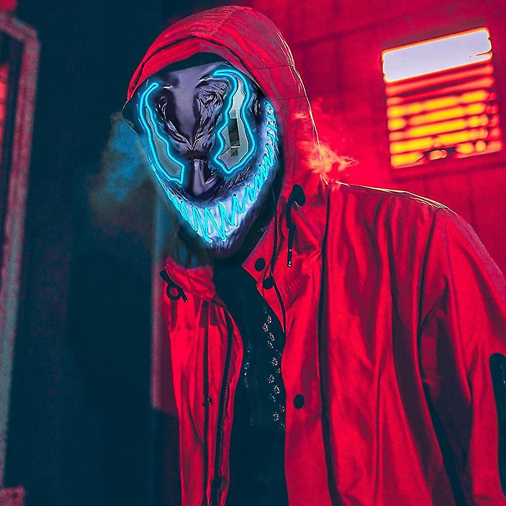 Halloween Venom Cosplay Led Light Up Mask Carnival Masquerade Costume ...
