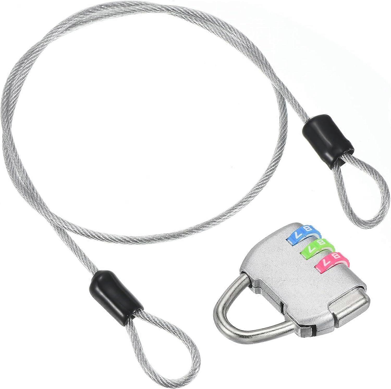 Security Steel Cable with 3 Digit Combination Lock, Bike Chain Padlock ...