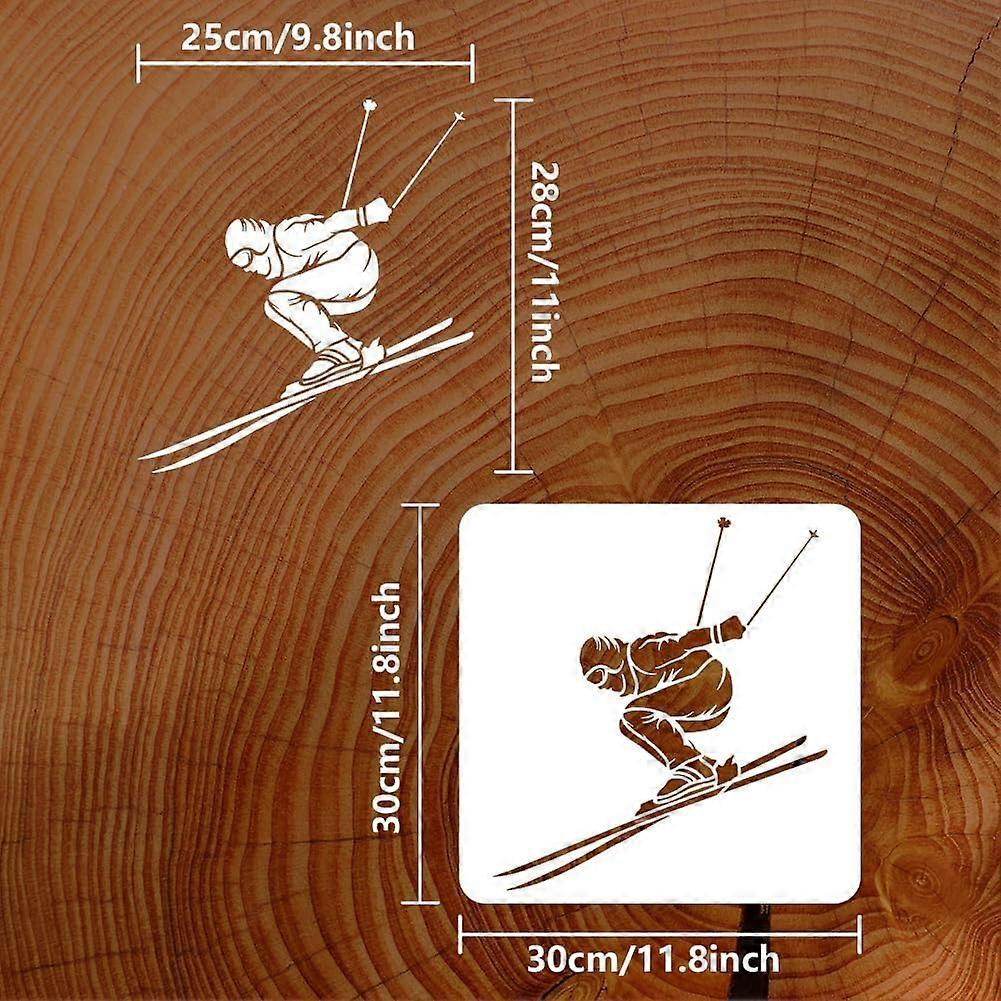 Parallel Skiing Painting Stencil 11.8x11.8 inch Reusable Skiing Sports ...