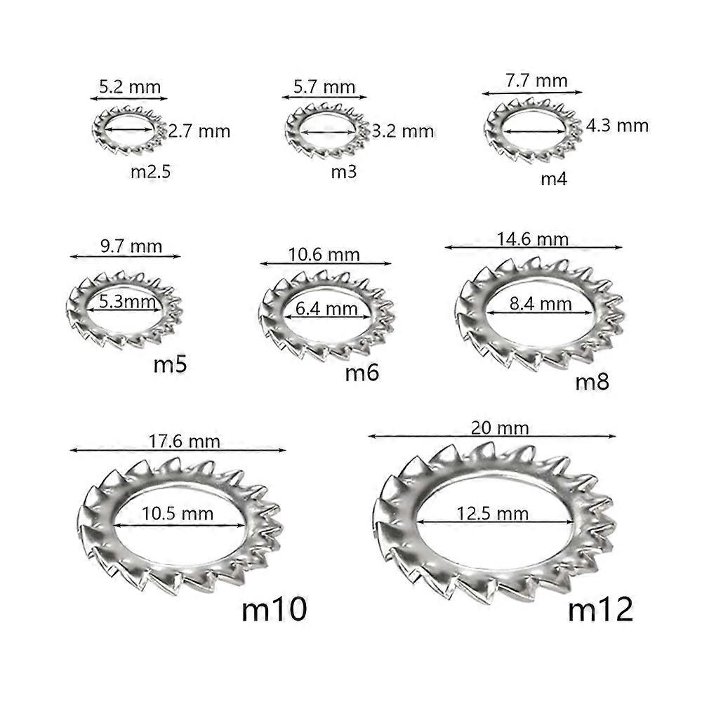 Tooth Lock Washers 300pcs Stainless Lock Washer Toothed Washers Lock ...