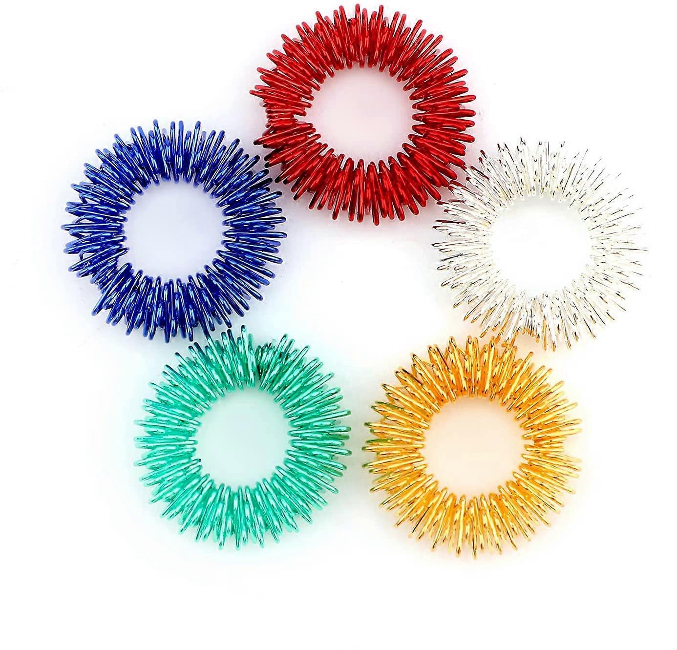 Savita 5 Pack Spiky Sensory Finger Acupressure Massage Rings, Silent ...