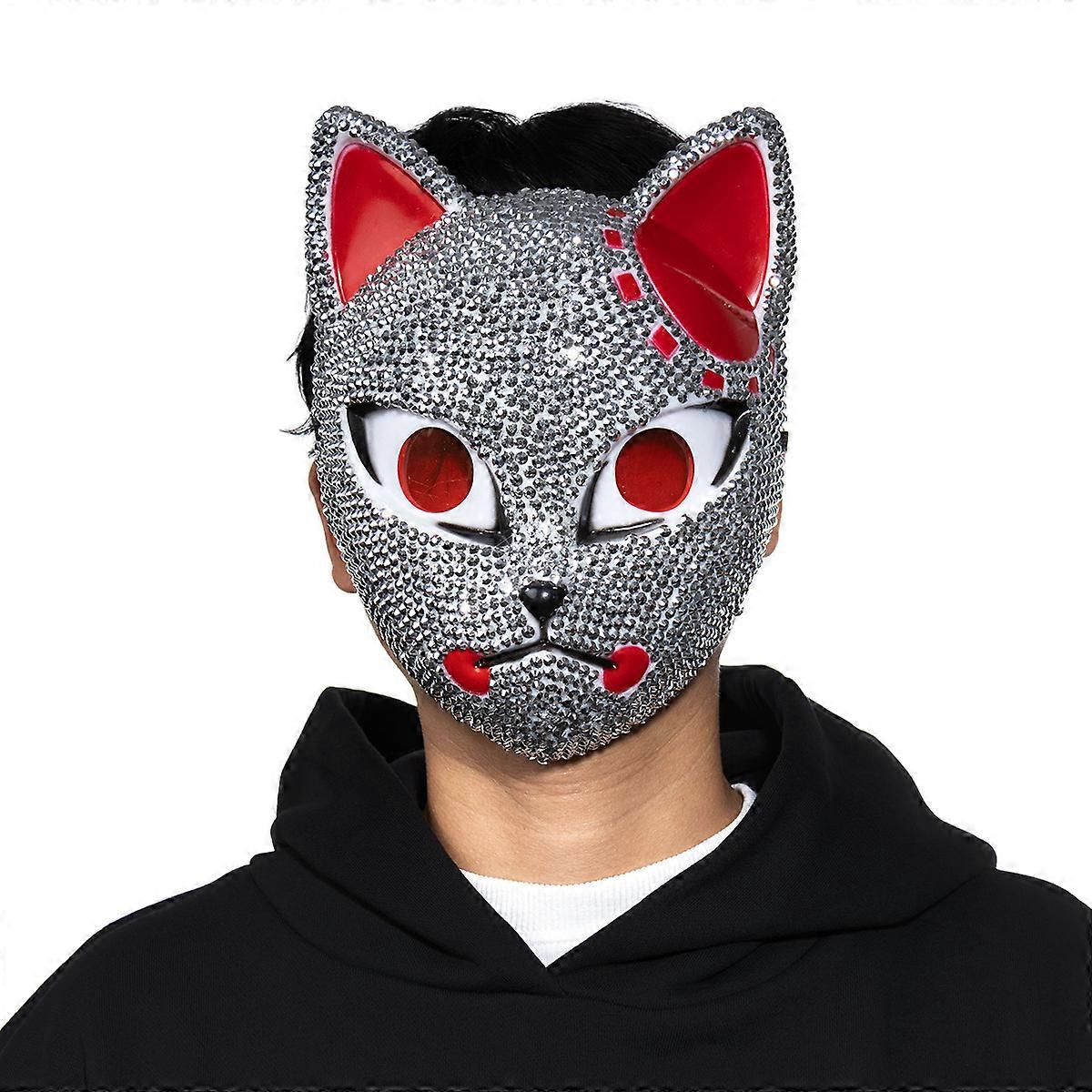 Lofytain Anime Demon Slayer Fox Masks Handmade Rhinestone Mask Cosplay ...