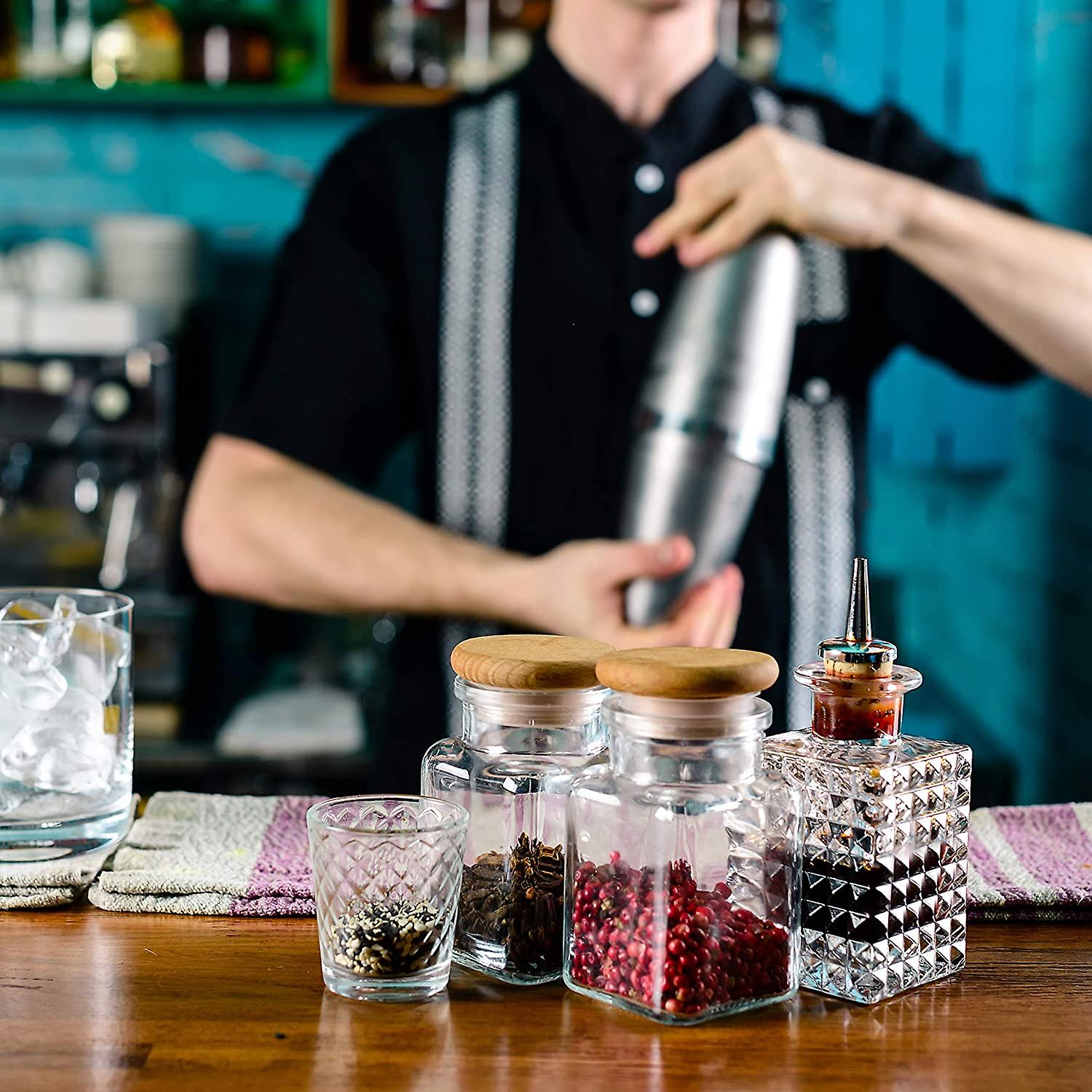 Cocktail Bitters Bottle - Vintage Square Glass Design With Cork And ...