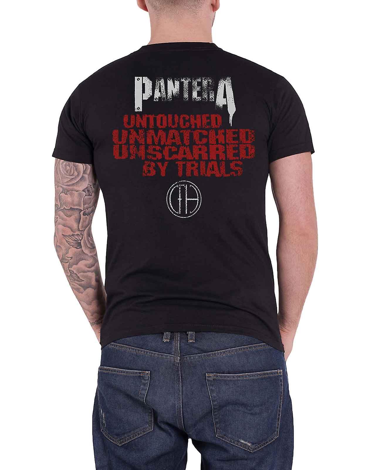 Pantera T Shirt Horned Skull Stencil Unscarred Band Logo nouveau noir ...