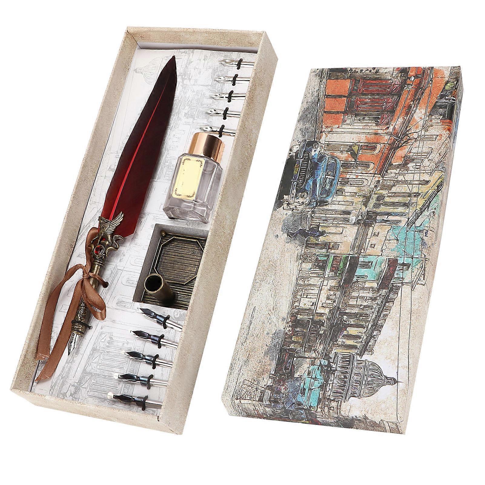 Feather Pen Set Vintage Ink Writing Kit for Creative Gifts for Teachers ...