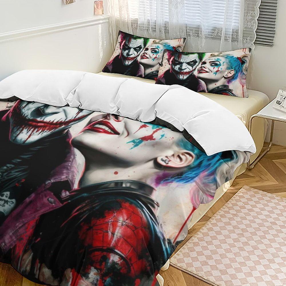 Joker Harley Quinn Bedding Sets Cute Bed Cover Anime Cartoon 3D Printed ...