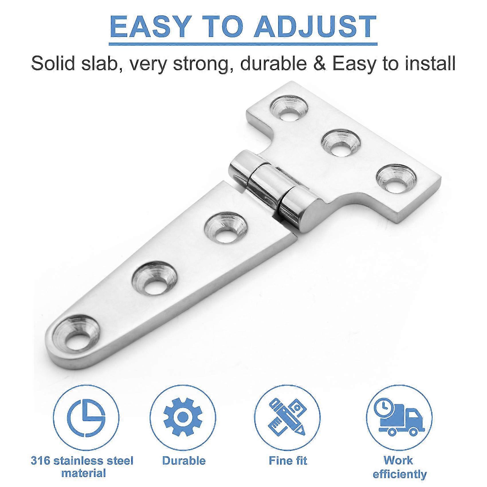 2 PCS Heavy Duty T Hinge 316 Stainless Steel Marine Grade Casting Hinge Door Hatch Hinge Boat ...