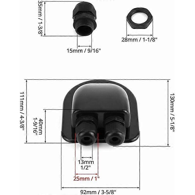 2PCS Roof Pass-Through IP68 Waterproof Solar Cable Gland Weatherproof ...