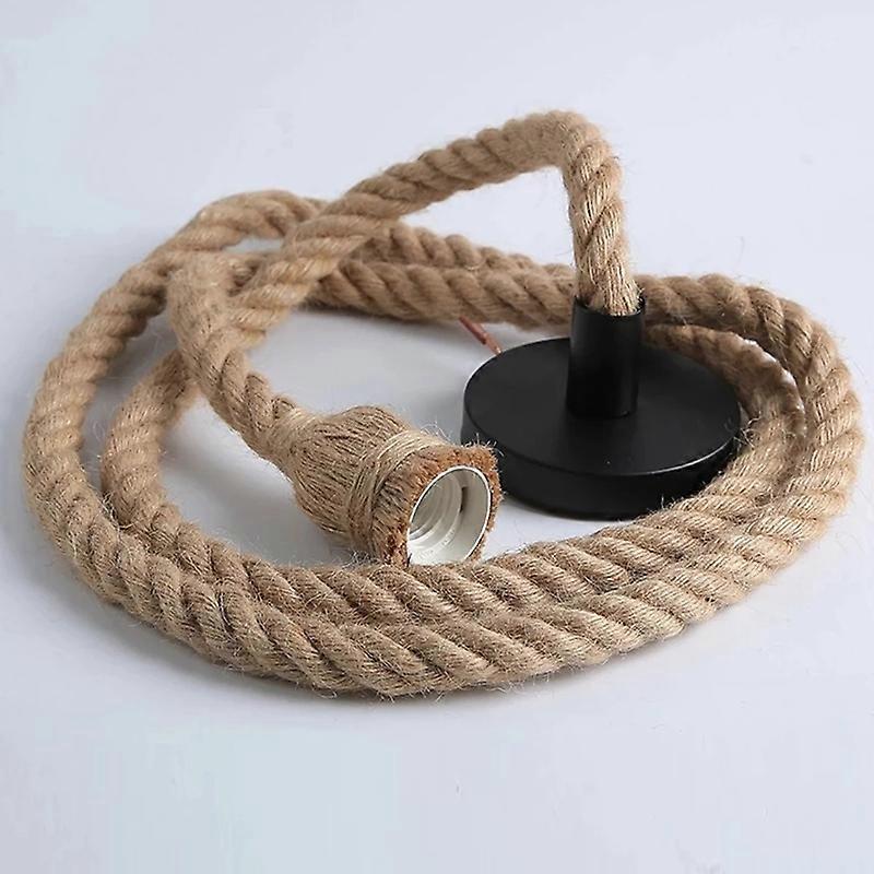 Retro rope Pendant Lights Industrial Loft Vintage Long Double Rattan ...