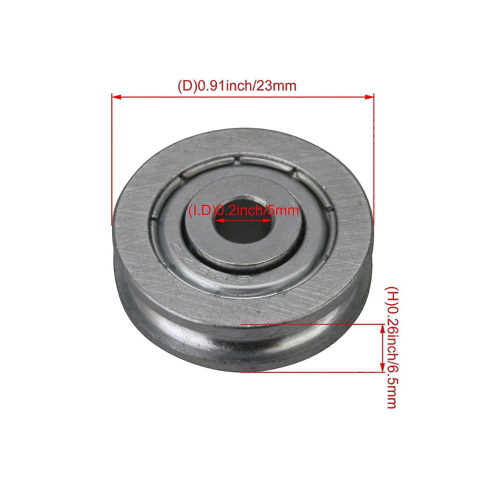 6X Bearing Guide Rollers Pulley Rail Round Groove Idler Wheel Load ...