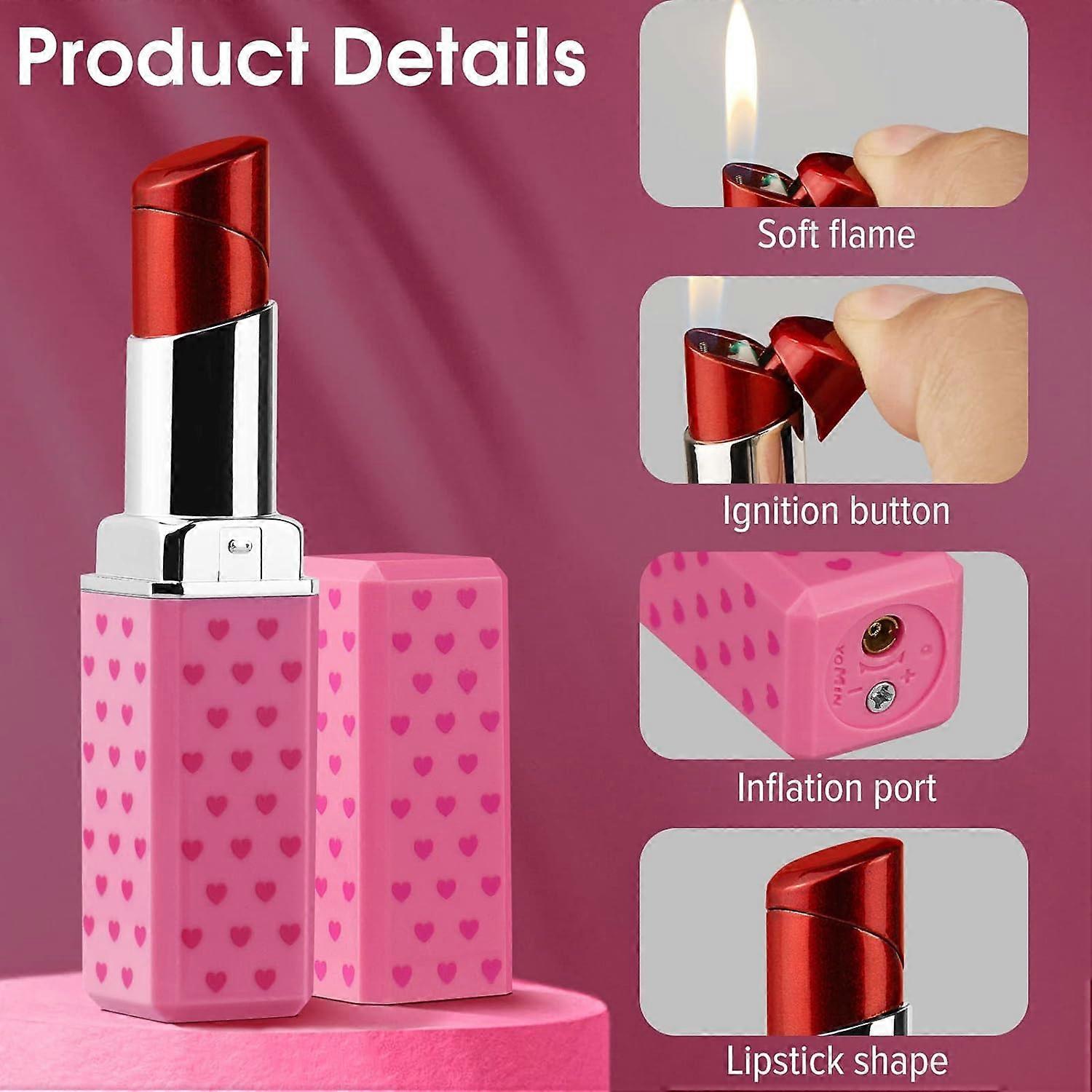 Cute Lipstick Lighter, Soft Flame Refillable Butane Lighter, Novelty ...