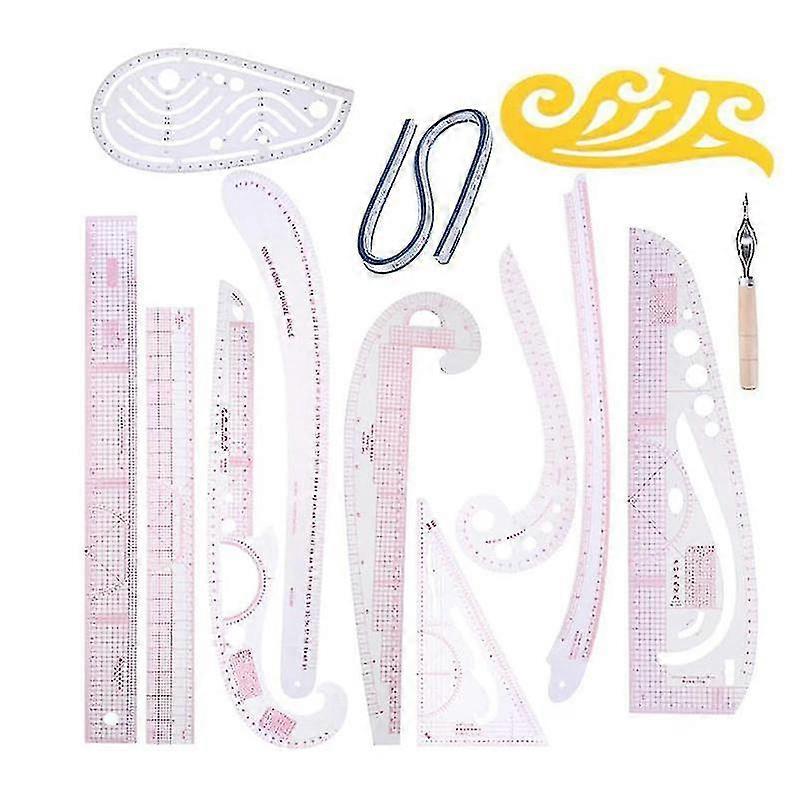 13Pcs Sewing Ruler Line French Curve Ruler Cutting Mat Set Yardstick ...