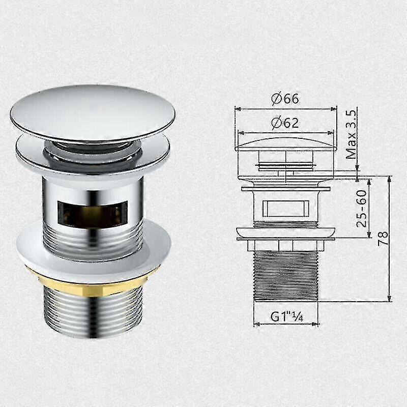 Pop Up Wash Basin Water Slotted Bathroom Sink Push Click Clack Plug ...