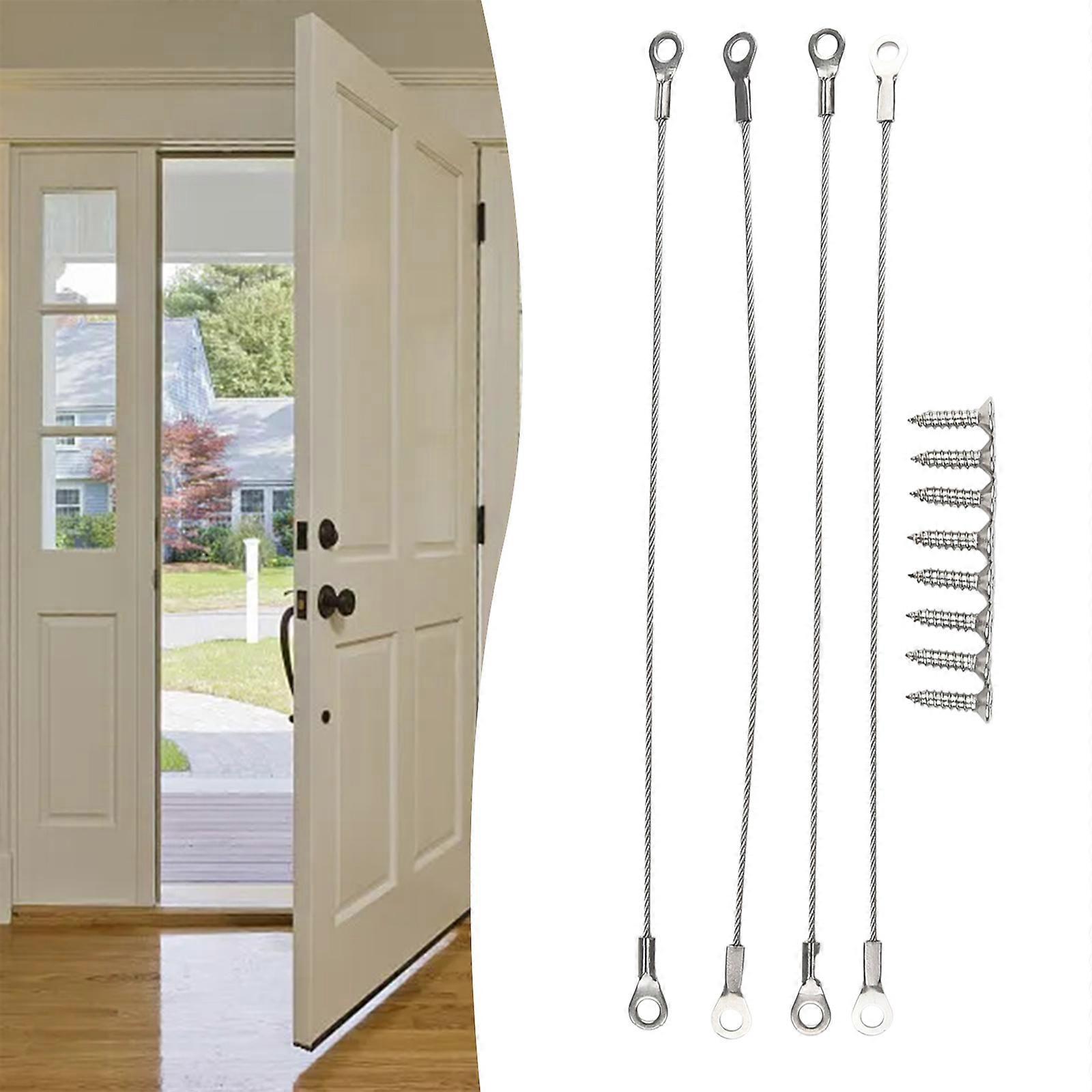 4pcs Stainless Steel Door Cabinet Restraint Braided Cable Hinge Limiter ...