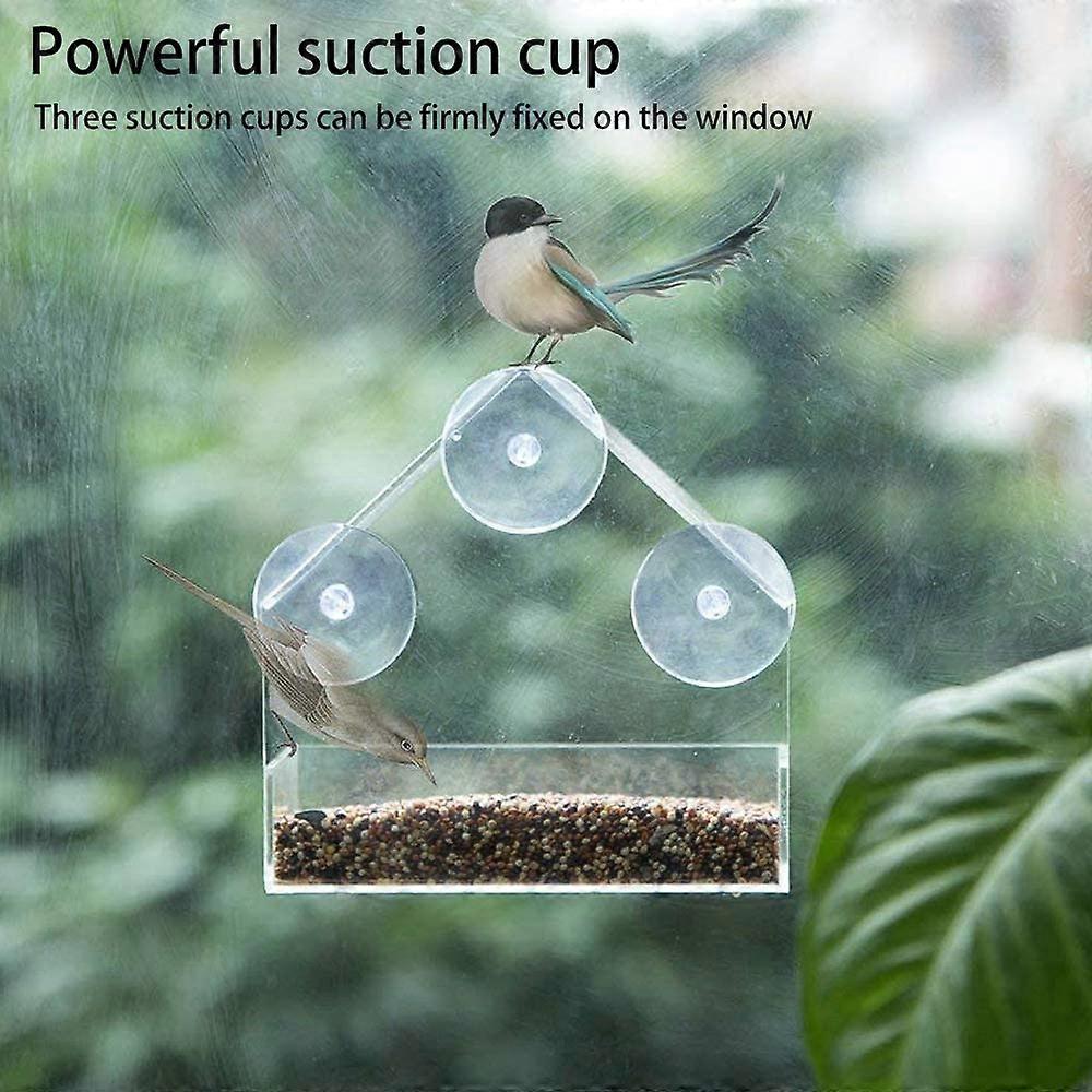 Window Bird Feeder with Strong Suction Cups Plastic Wild Bird Feeder ...
