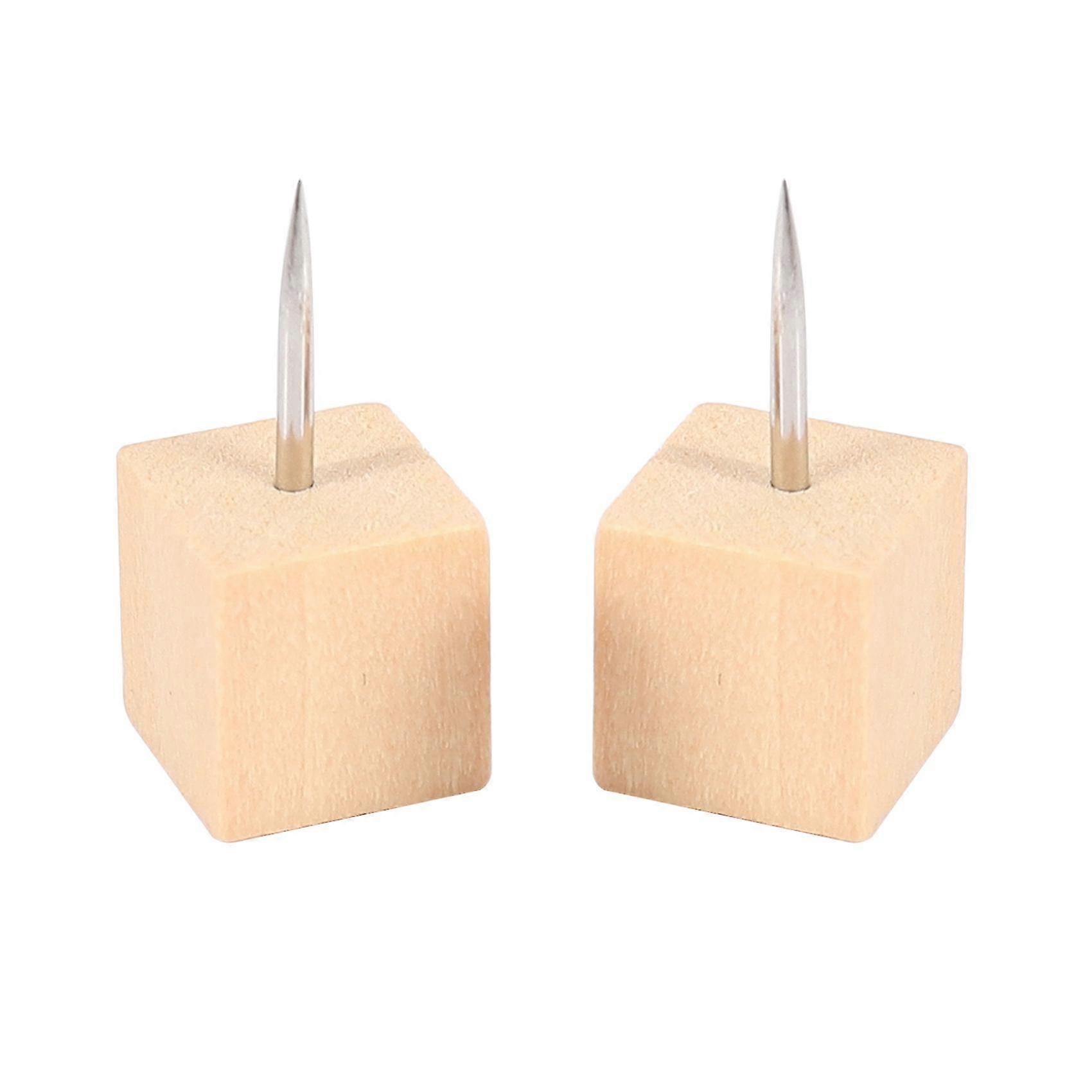 60pcs Square Wood Decorative Pins, Wood Head And Steel Needle Thumb ...