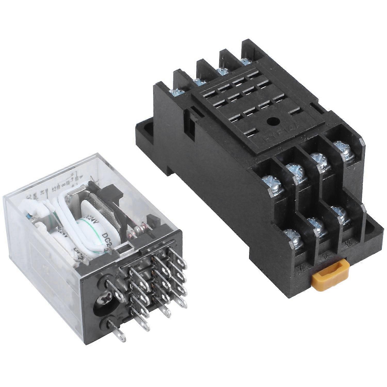 DC 24V Coil Volt 4PDT 14 Pin Terminal Electromagnetic Relay HH54P ...