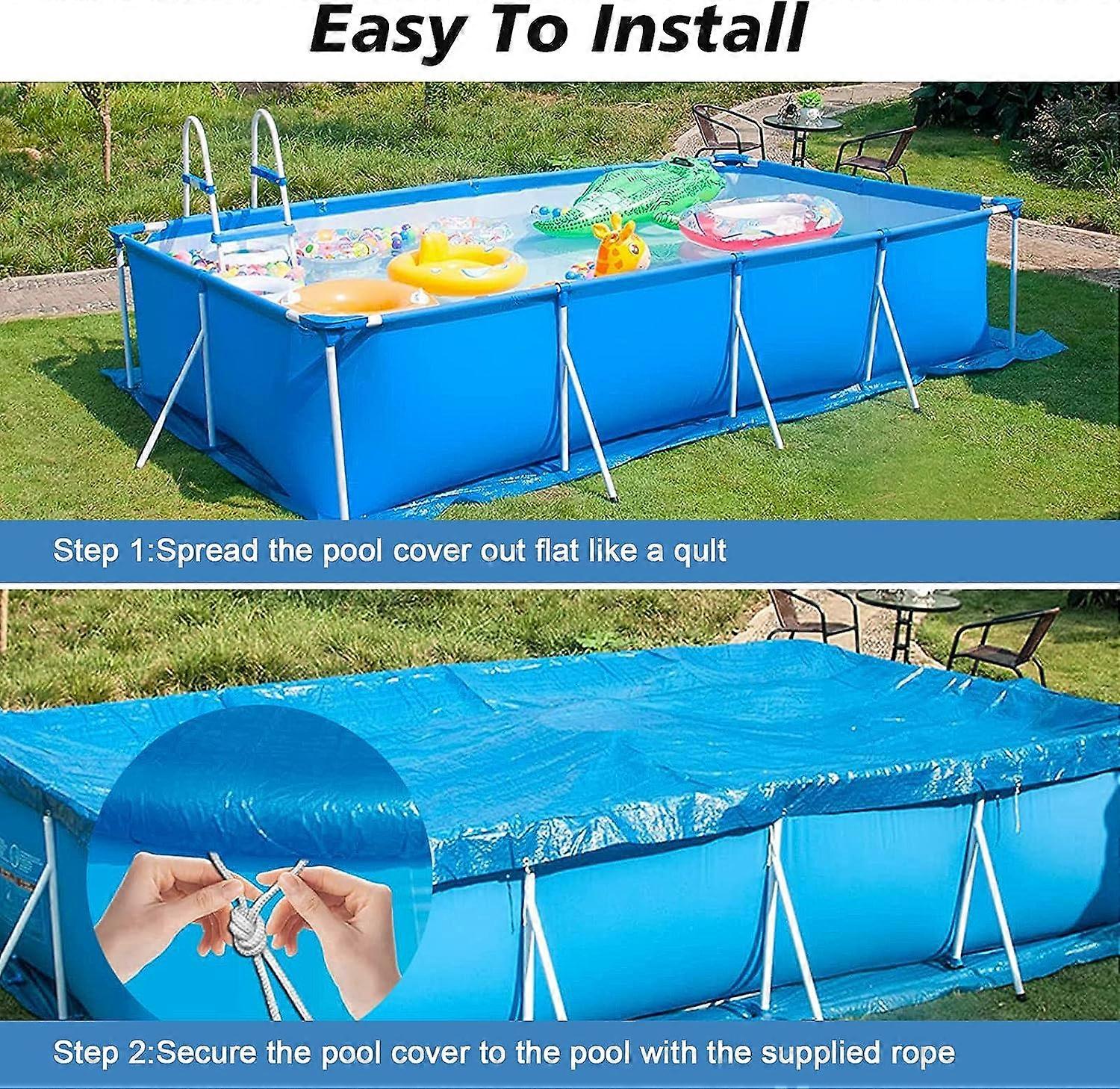 Rectangular Pool Cover + Pool Mat Rectangular Pool Ground PE Swimming ...