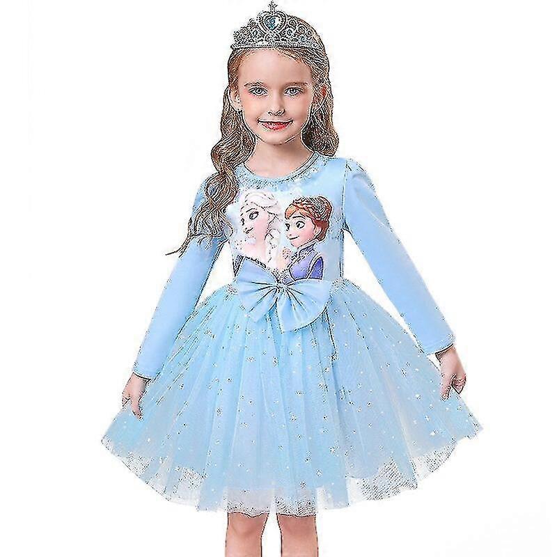 Girls Princess Elsa Fall Dresses Long Sleeve Anna Dresses Kids Birthday ...