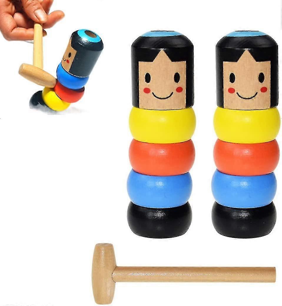 Unbreakable Wooden Man Funny Magic Toy 2pcs Tricks Props With Wooden ...