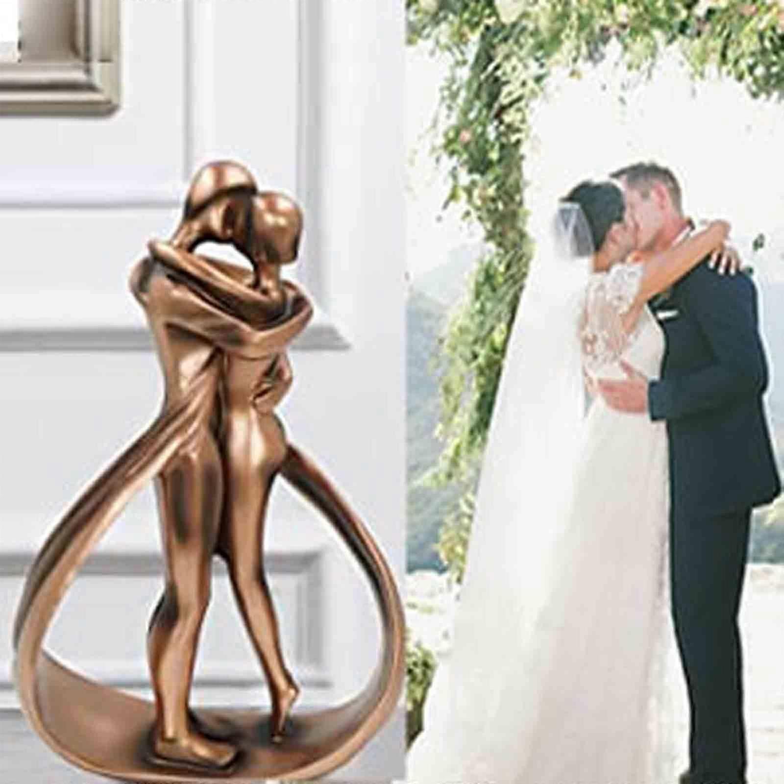 Romantic Lovers Embrace Statue, Couple Kissing Resin Abstract Ornament Figurine | Fruugo UK