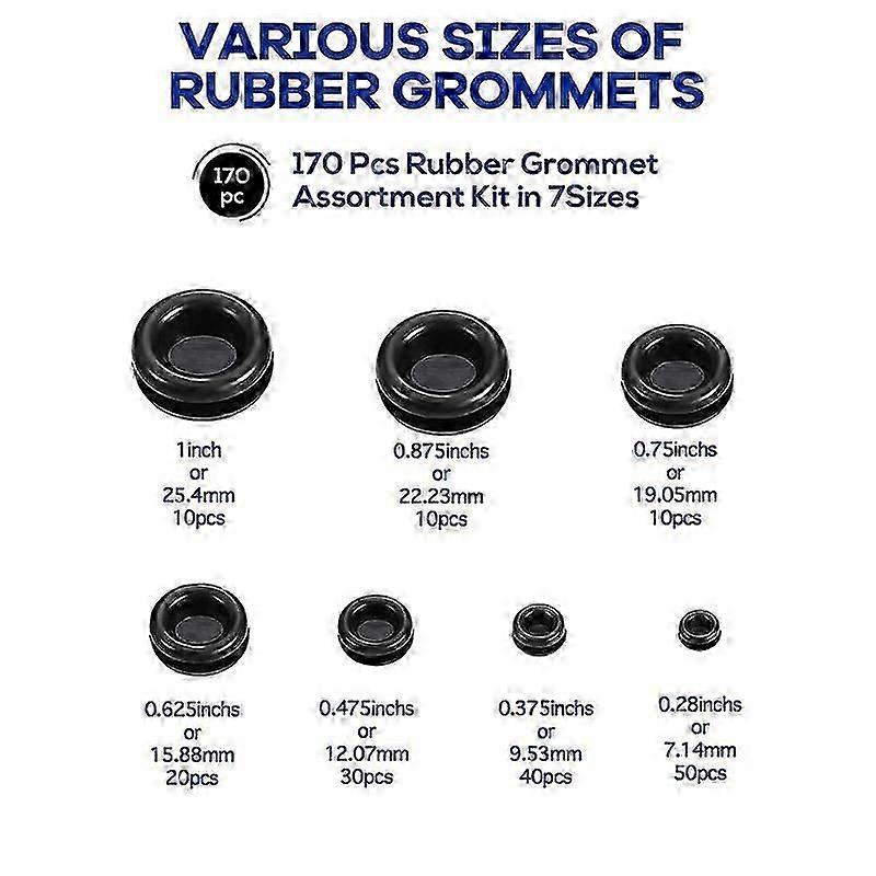 170Pcs 7 Sizes Rubber Grommet Assortment Kit, Firewall Hole Plug Set ...