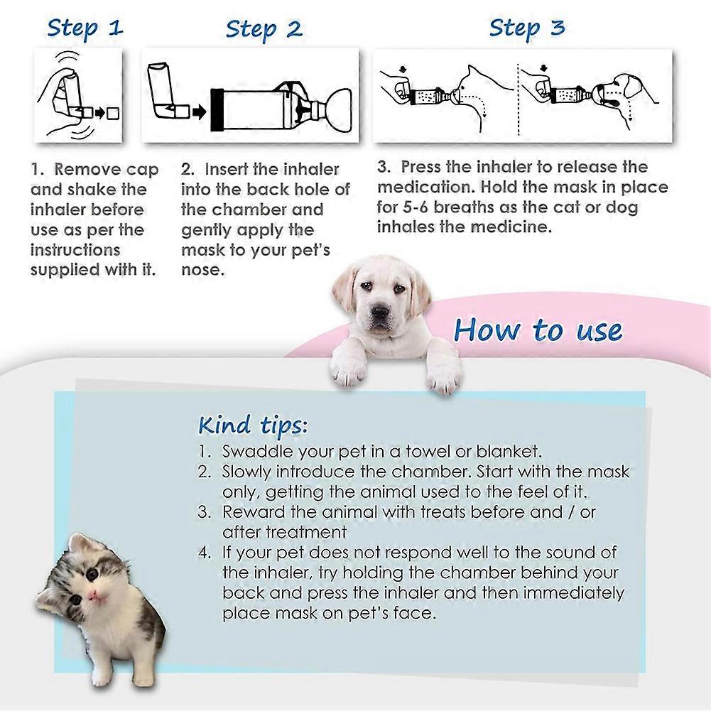Inhaler Spacer with 2 Masks for Pets Cat and Small Dog Inhaler Spacer ...