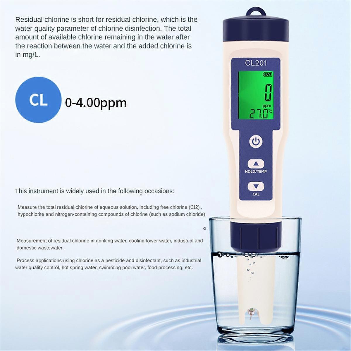 Chlorine Testing Pen 2-in-1 Water Quality Tester Measuring | Fruugo UK