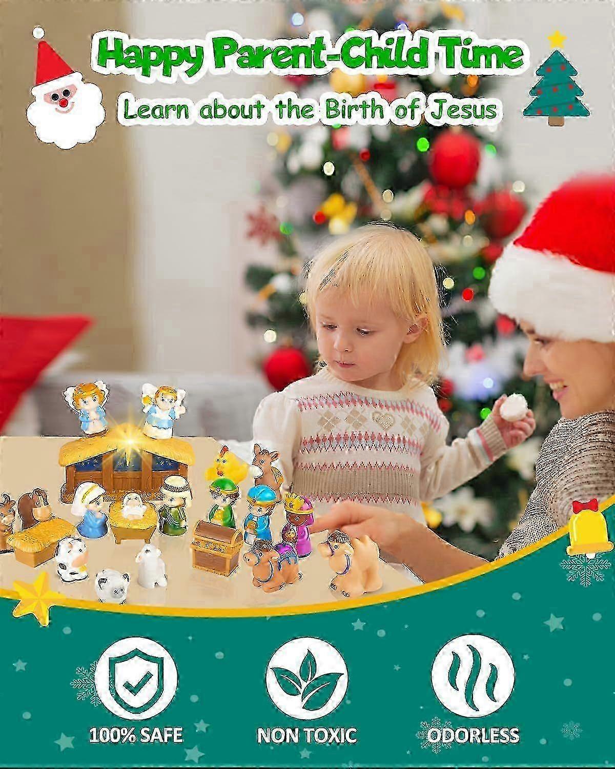 Nativity Advent Calendar 2025 Kids, Christmas Story Nativity Playset ...