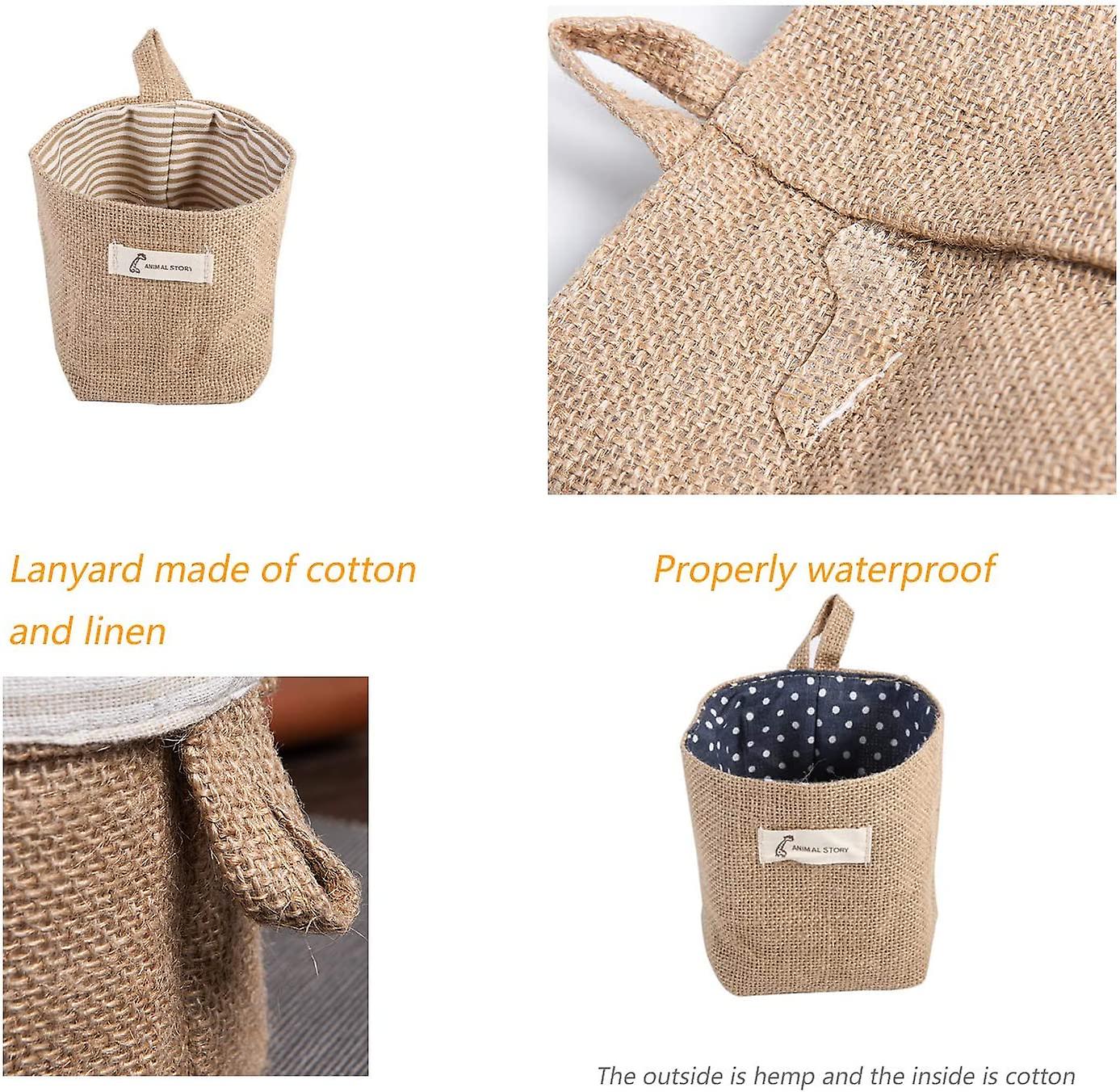 Wall Mounted Foldable Cotton Linen Storage Bag with Handle 3 Pieces ...