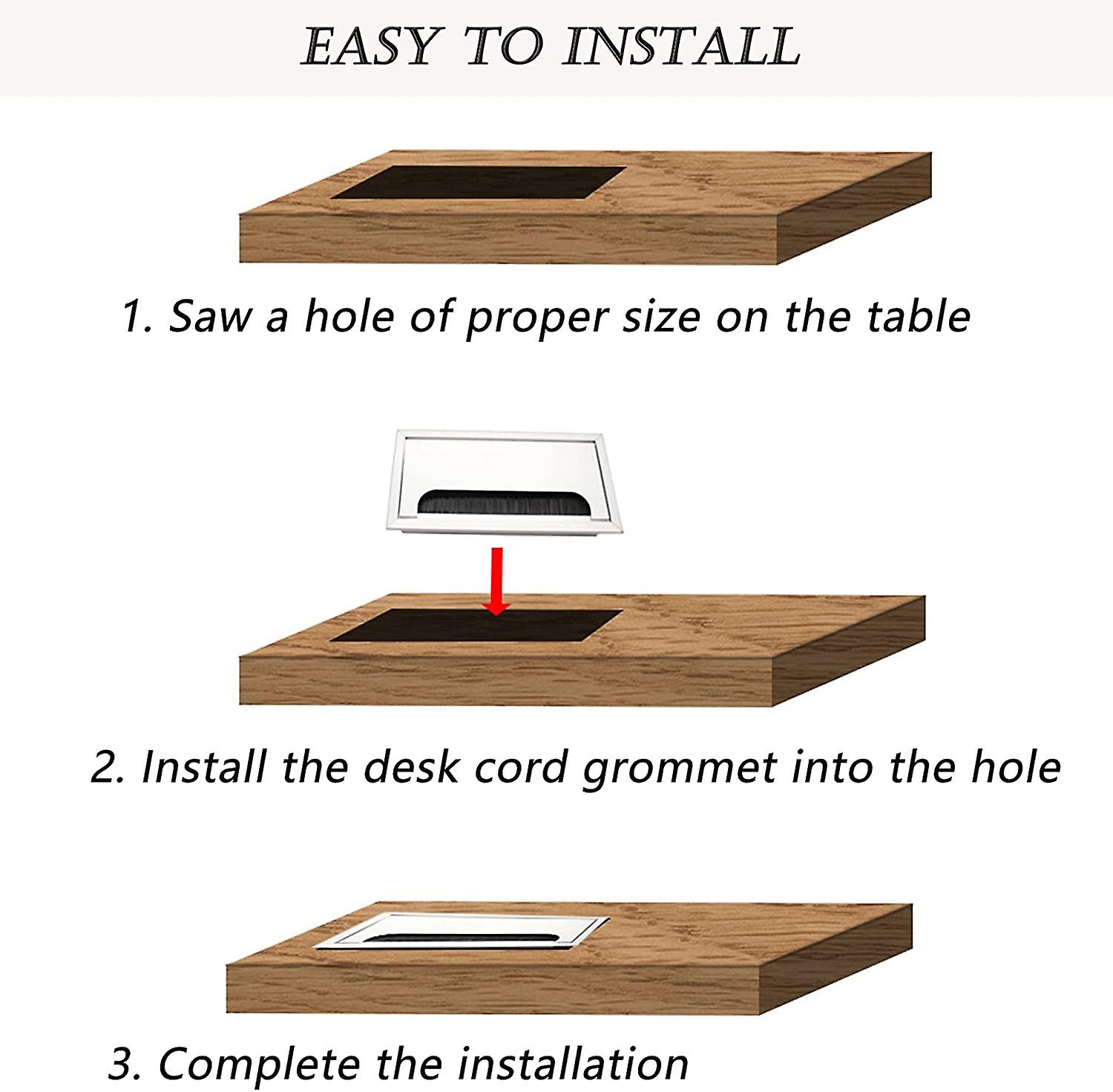 2 Pieces Recessed Cable Grommet, Cable Hole Desk Cover, Computer Desk ...