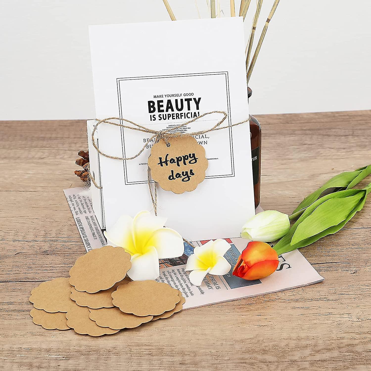 Round Kraft Paper Tags 5.2x5.2cm, 100pcs Gift Tags With Jute Twine For ...