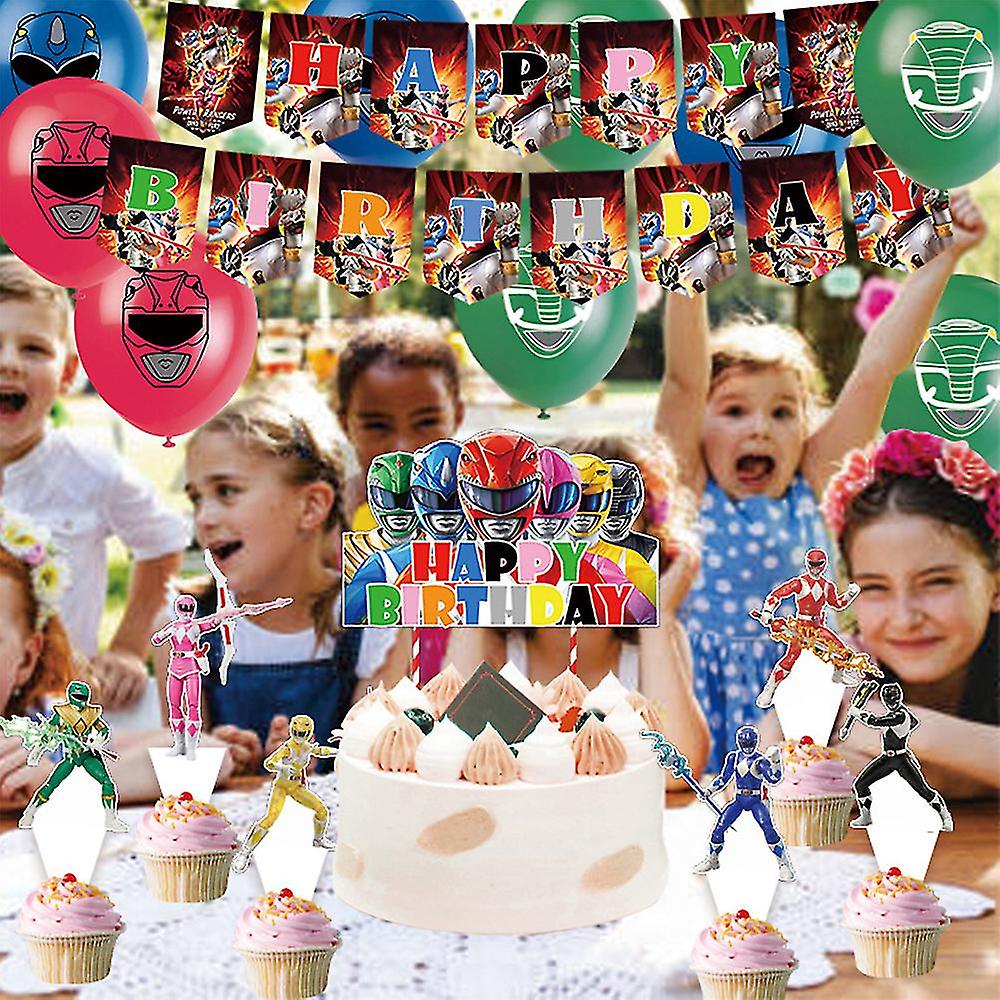 Power Rangers Theme Boys Kids Birthday Party Decoration Supplies Balloons Banner Cake Topper Set ...