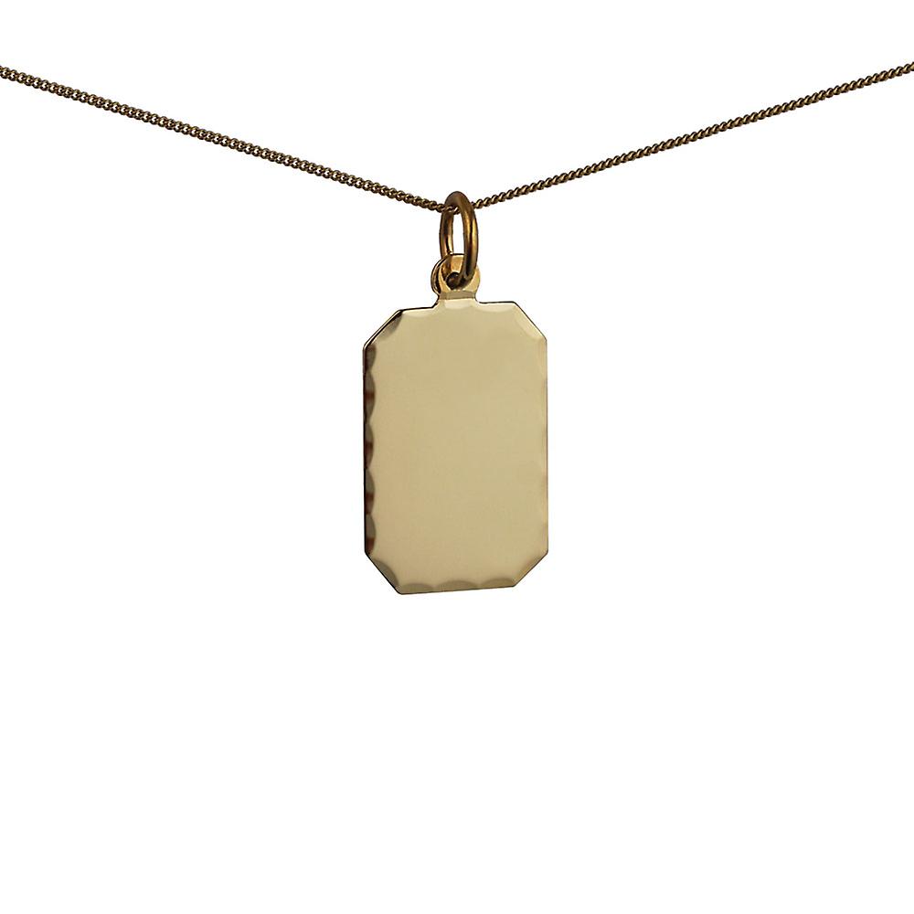 9ct Gold 18x12mm diamond cut edge rectangular Disc Pendant with a 0.6mm ...