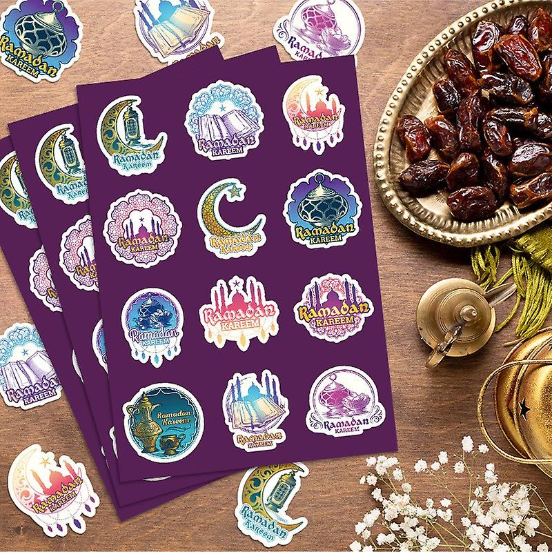 48pcs/set EID Mubarak Stickers Colorful Paper Tags for Ramadan Kareem ...