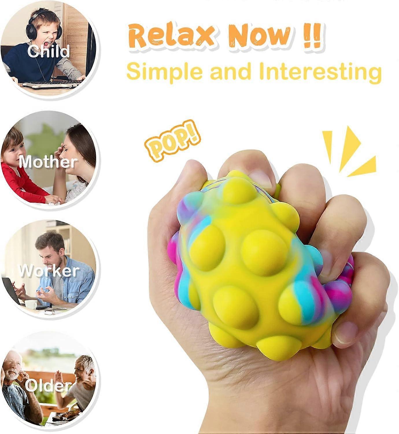 Fidget Ball Popper, 3D Anti-Pressure Squeeze Ball BPA Free Food Grade ...