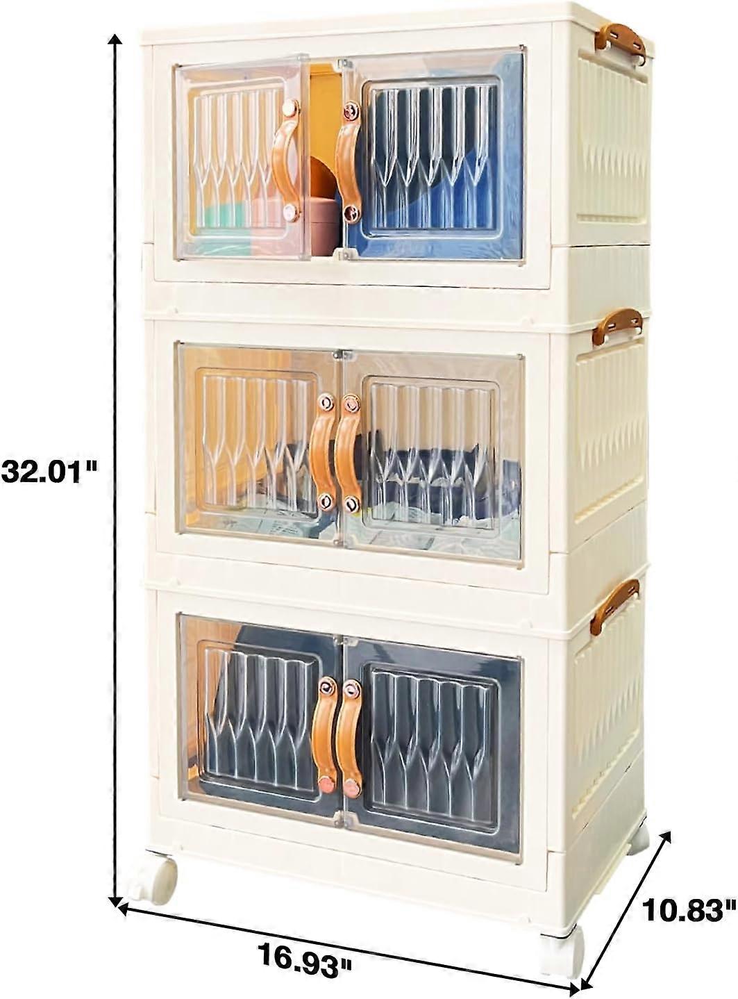 3 Pack Storage Bins With Lids, Portable Closets Folding Storage Box ...