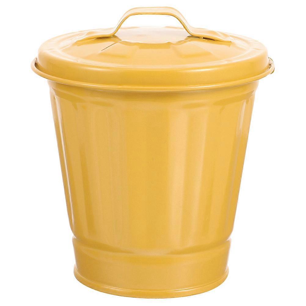 Small Desk Trash Can Metal Trash Can Iron Garbage Storage Bin with Lid ...